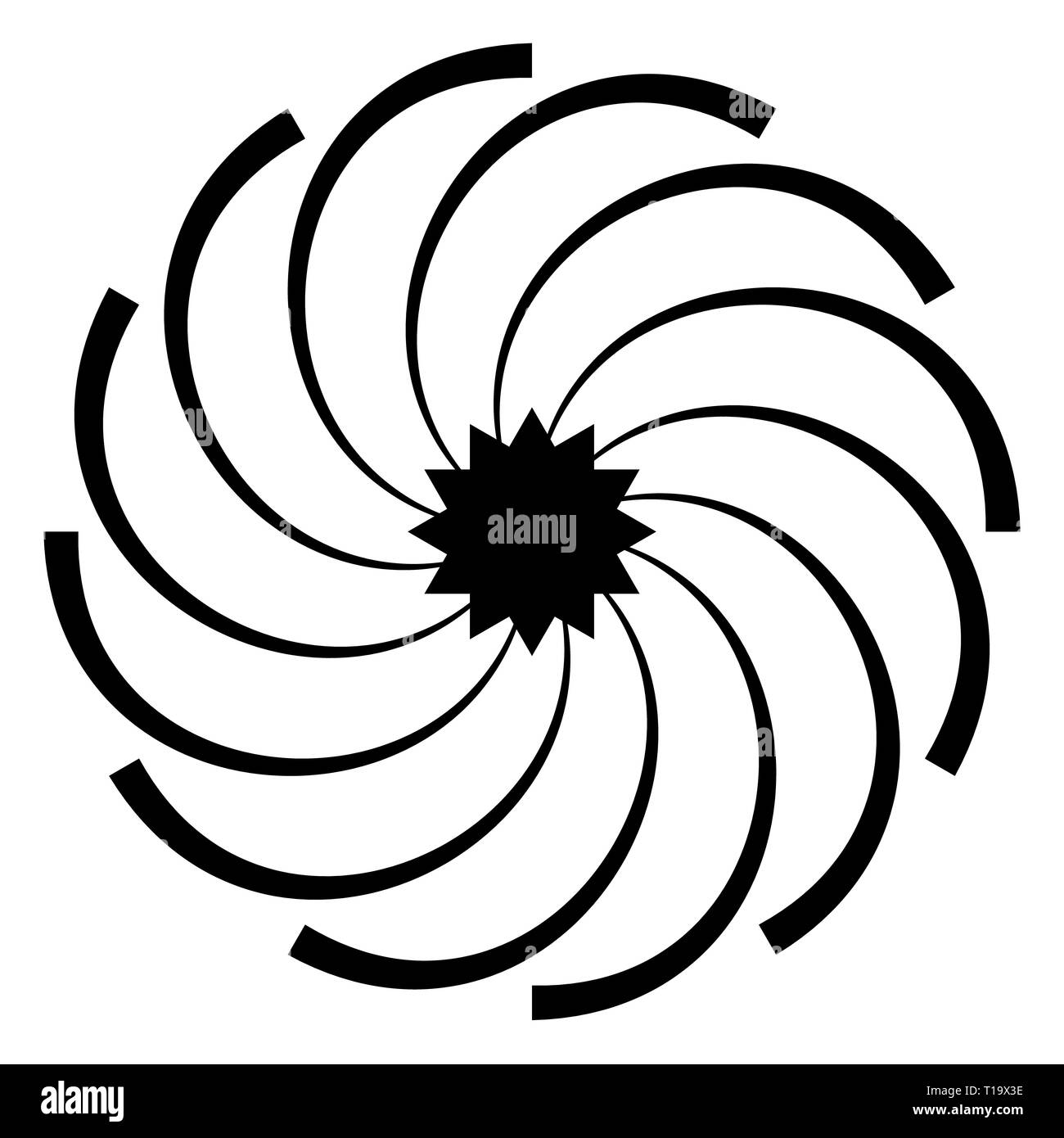 Abstract spirally shape, motif. vector. Twirling, curved radiating ...