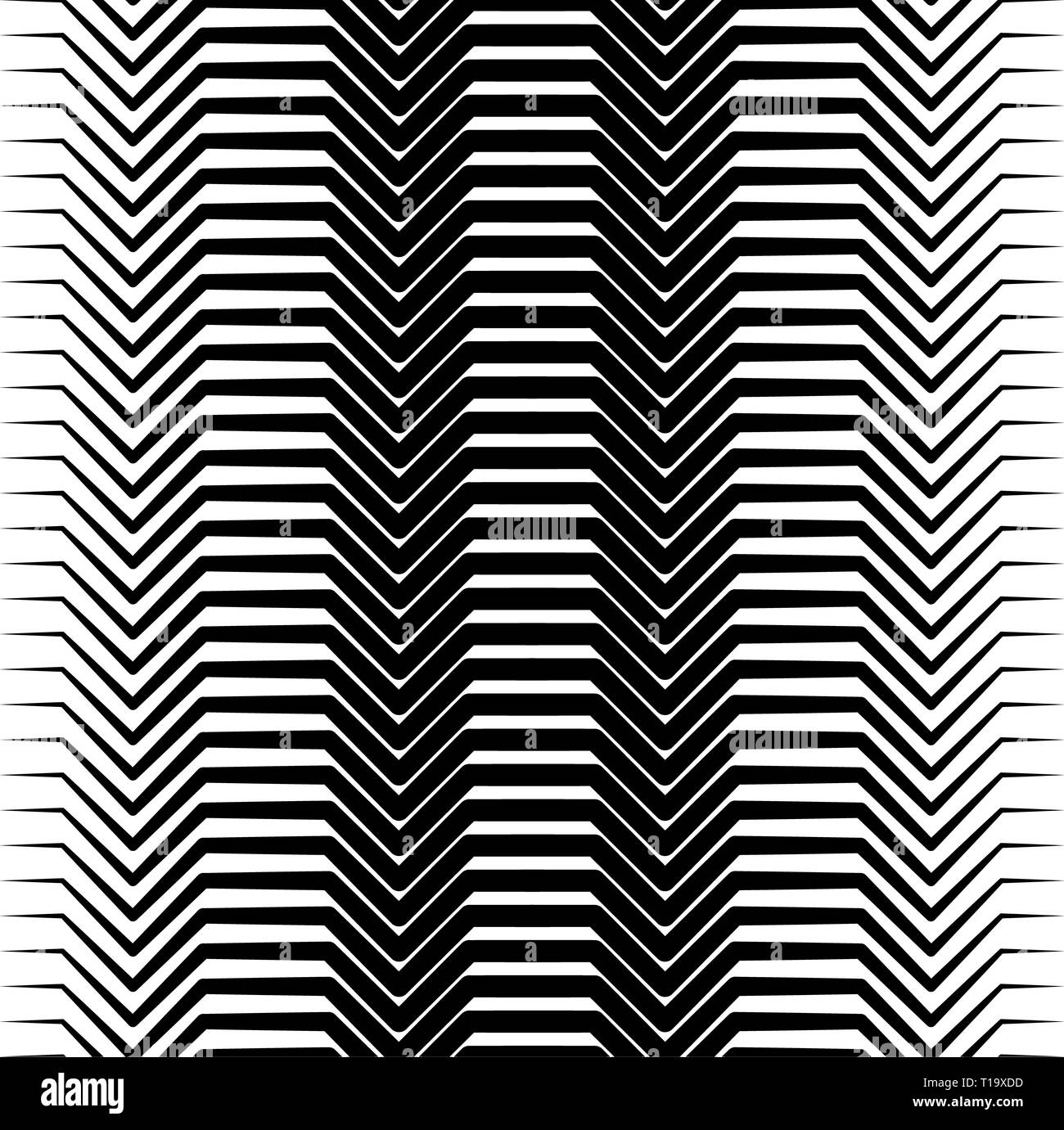 Black and white horizontal zigzag lines abstract pattern. Seamlessly ...