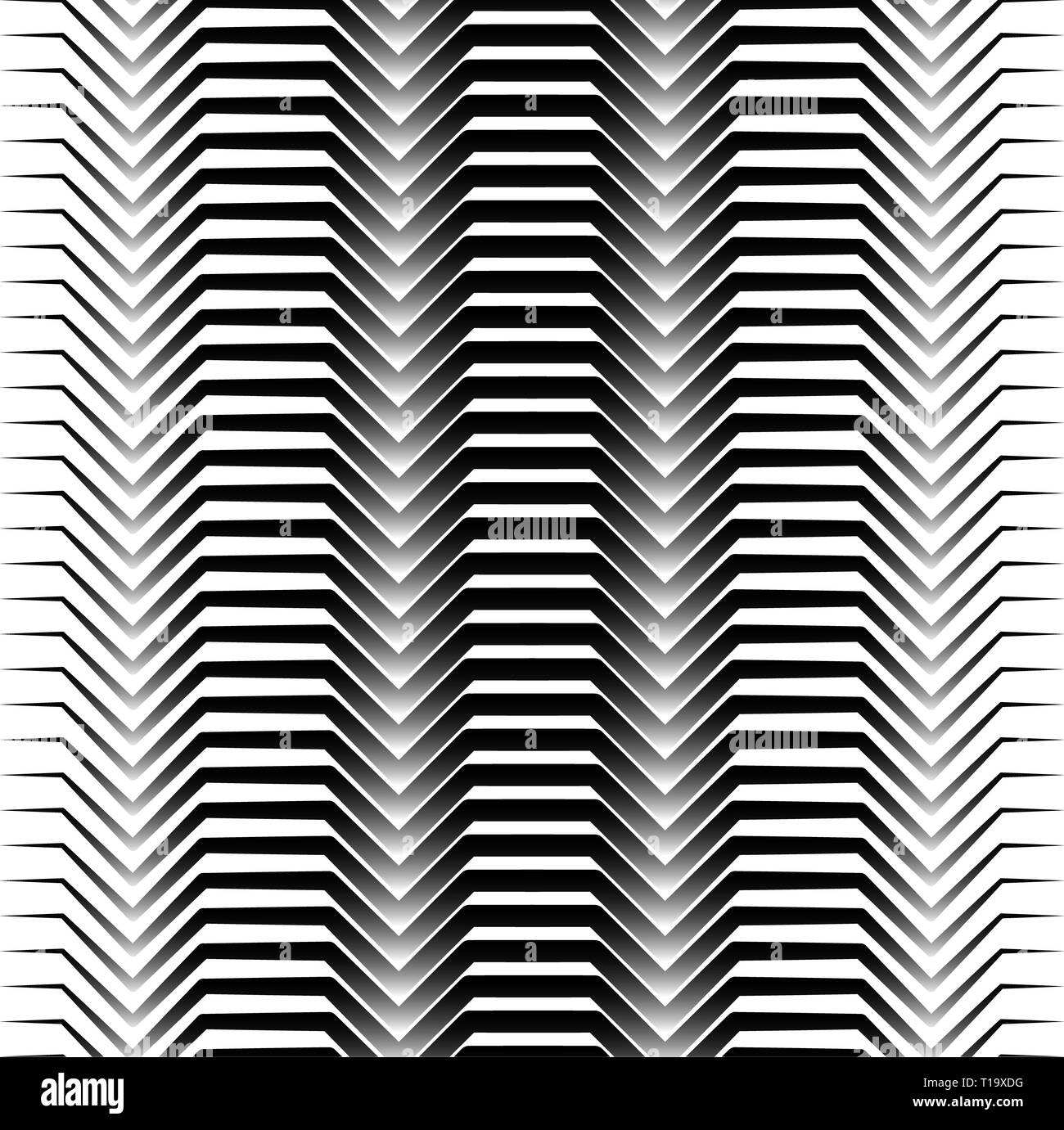 Black and white horizontal zigzag lines abstract pattern. Seamlessly ...