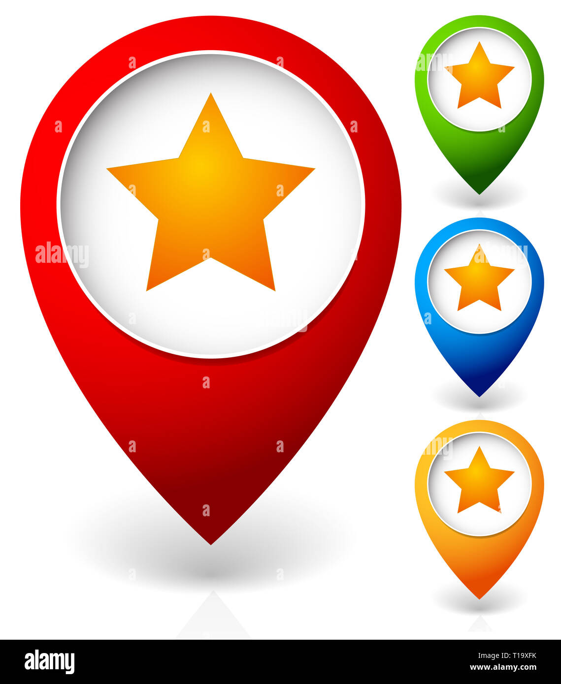 Map marker with star. Favorite place, location. Vector icon Stock Photo ...
