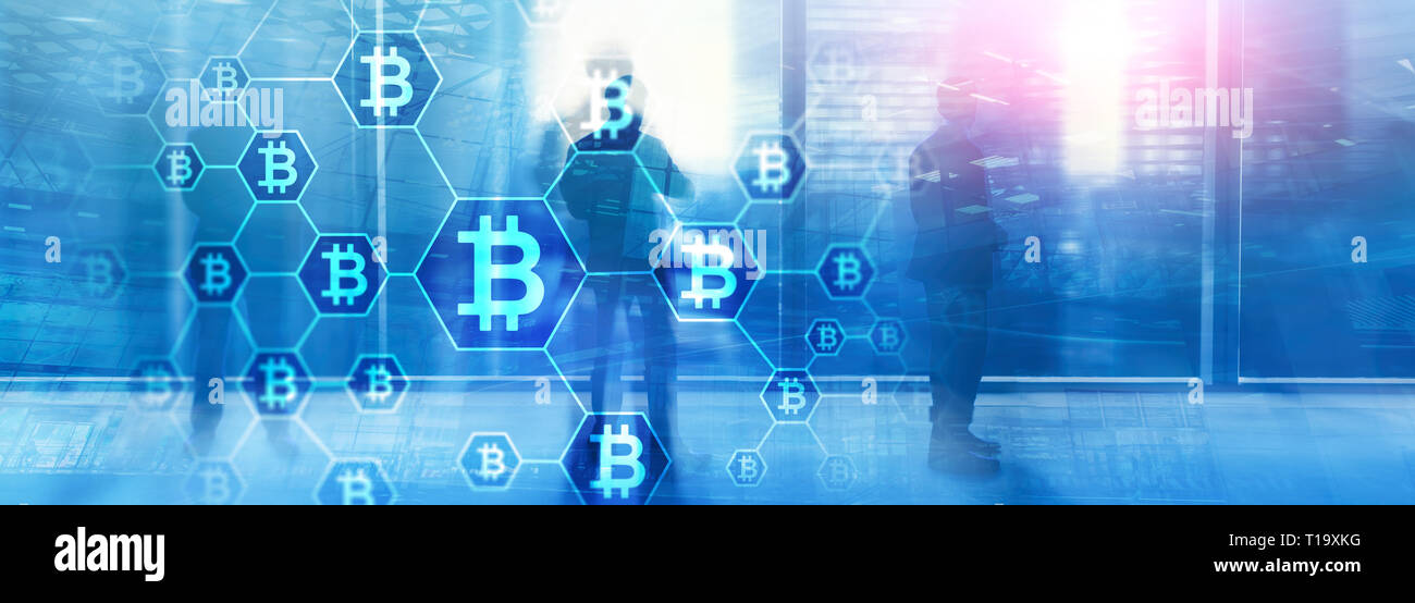 Bitcoin, Blockchain concept on server room background Stock Photo - Alamy