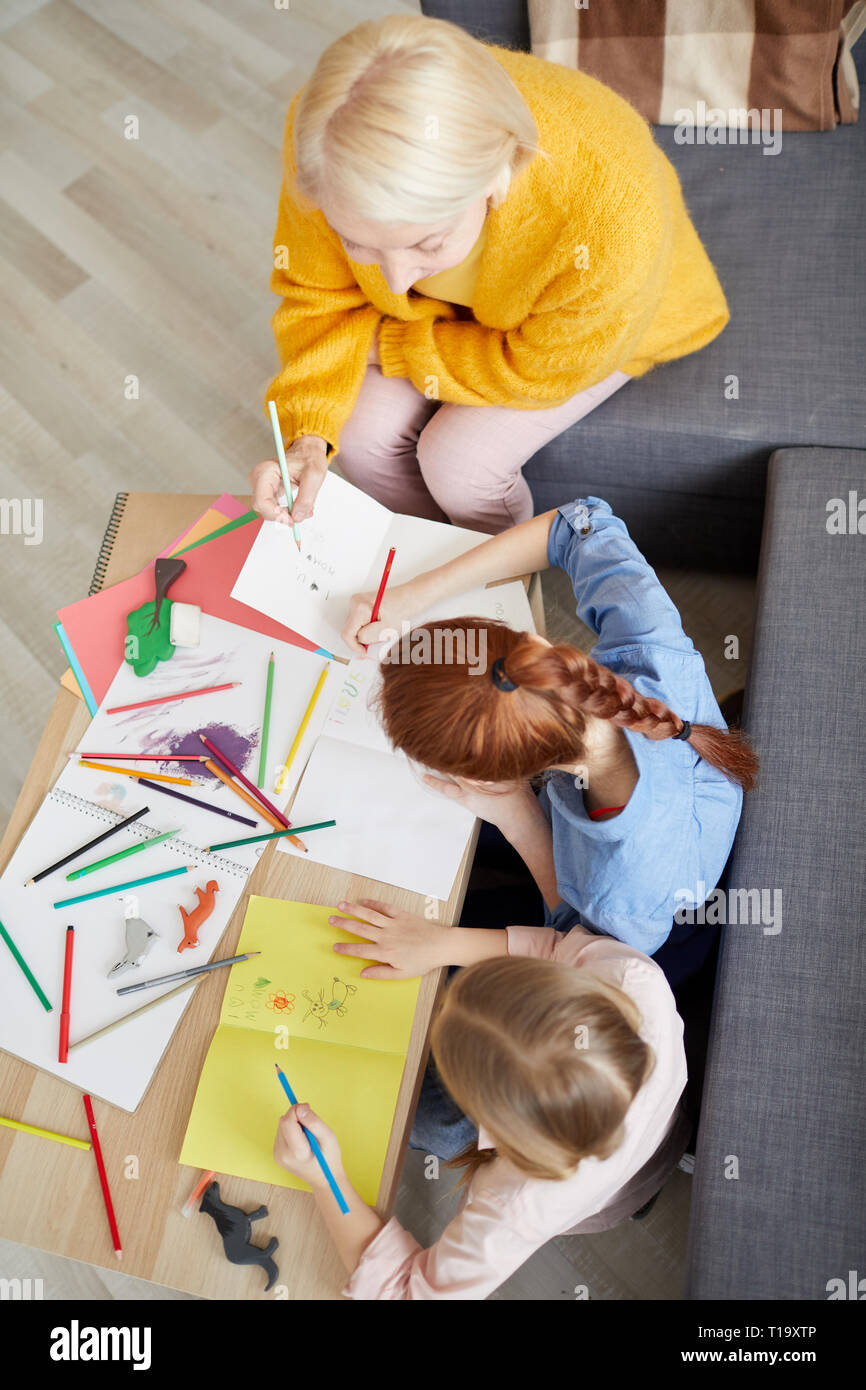Two Girls Making Handmade Cards Stock Photo - Alamy