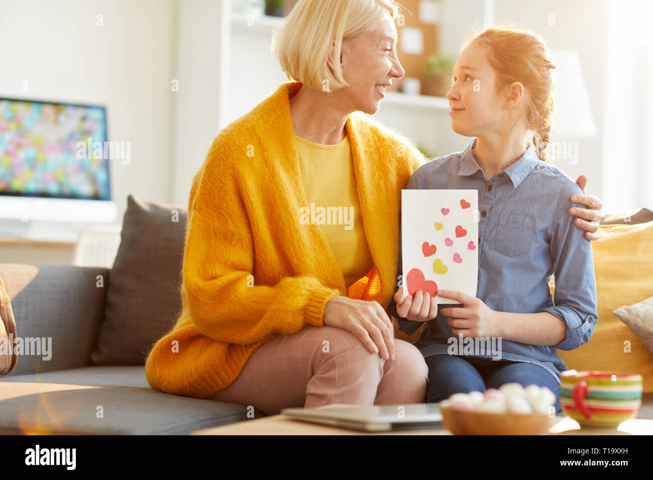 Valentines card giving child hi-res stock photography and images - Alamy
