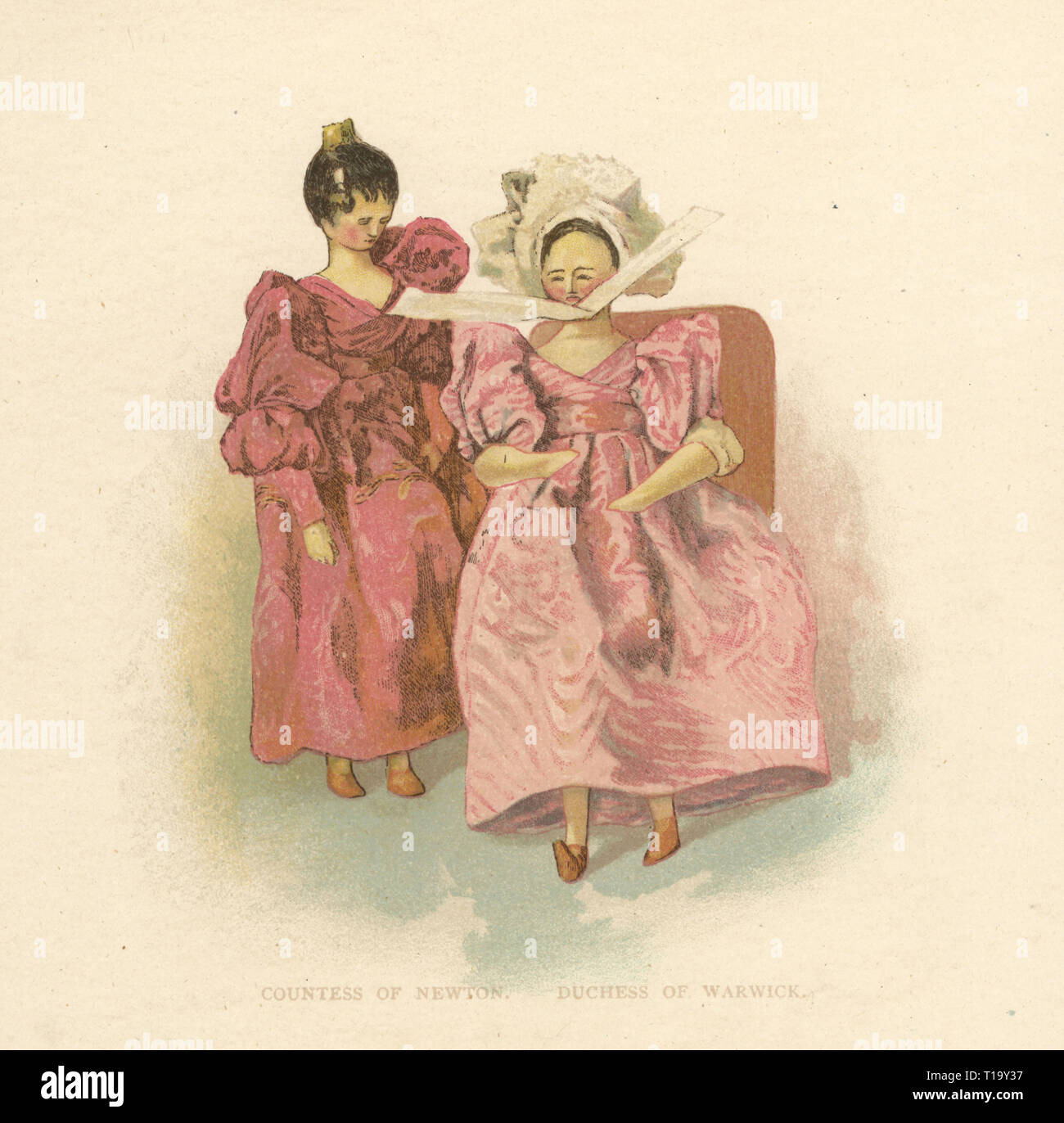 Dolls of courtiers Clorinda, Countess of Newton, and Elgiva, Duchess of ...
