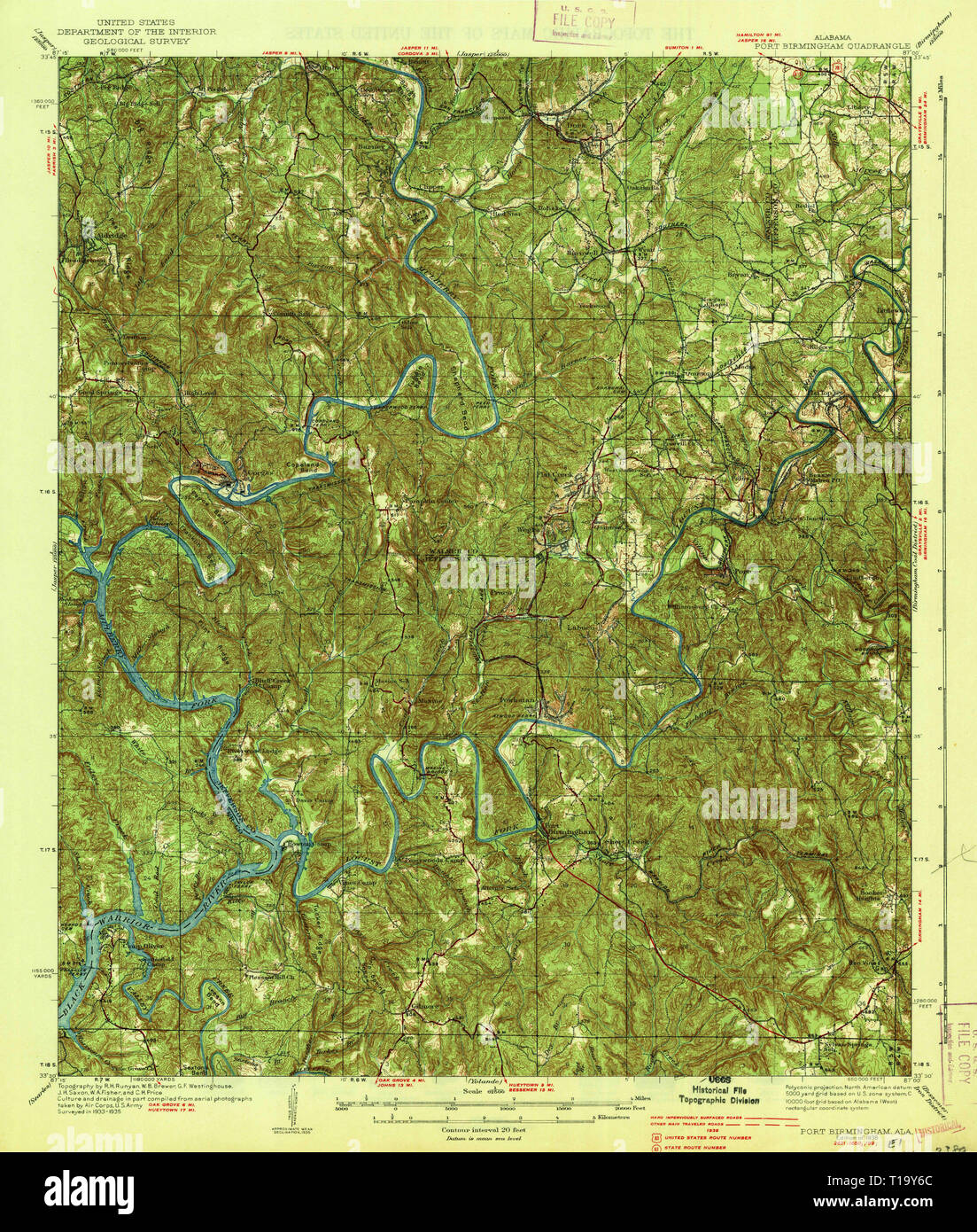 USGS TOPO Map Alabama AL Port Birmingham 305661 1938 62500 Stock Photo ...