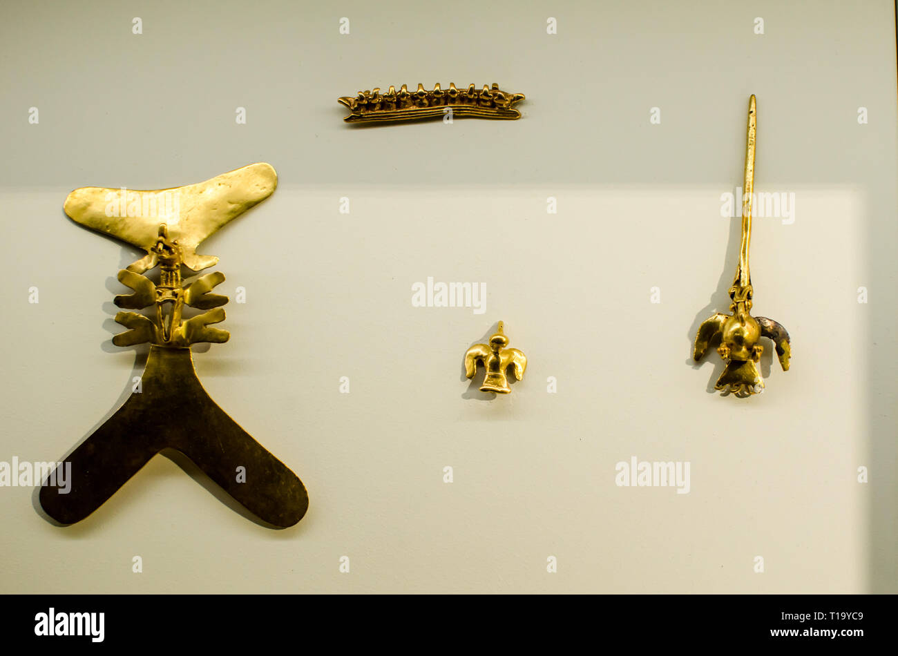 Gold objects exhibition at Costa Rica Gold Museum in San Jose Stock ...