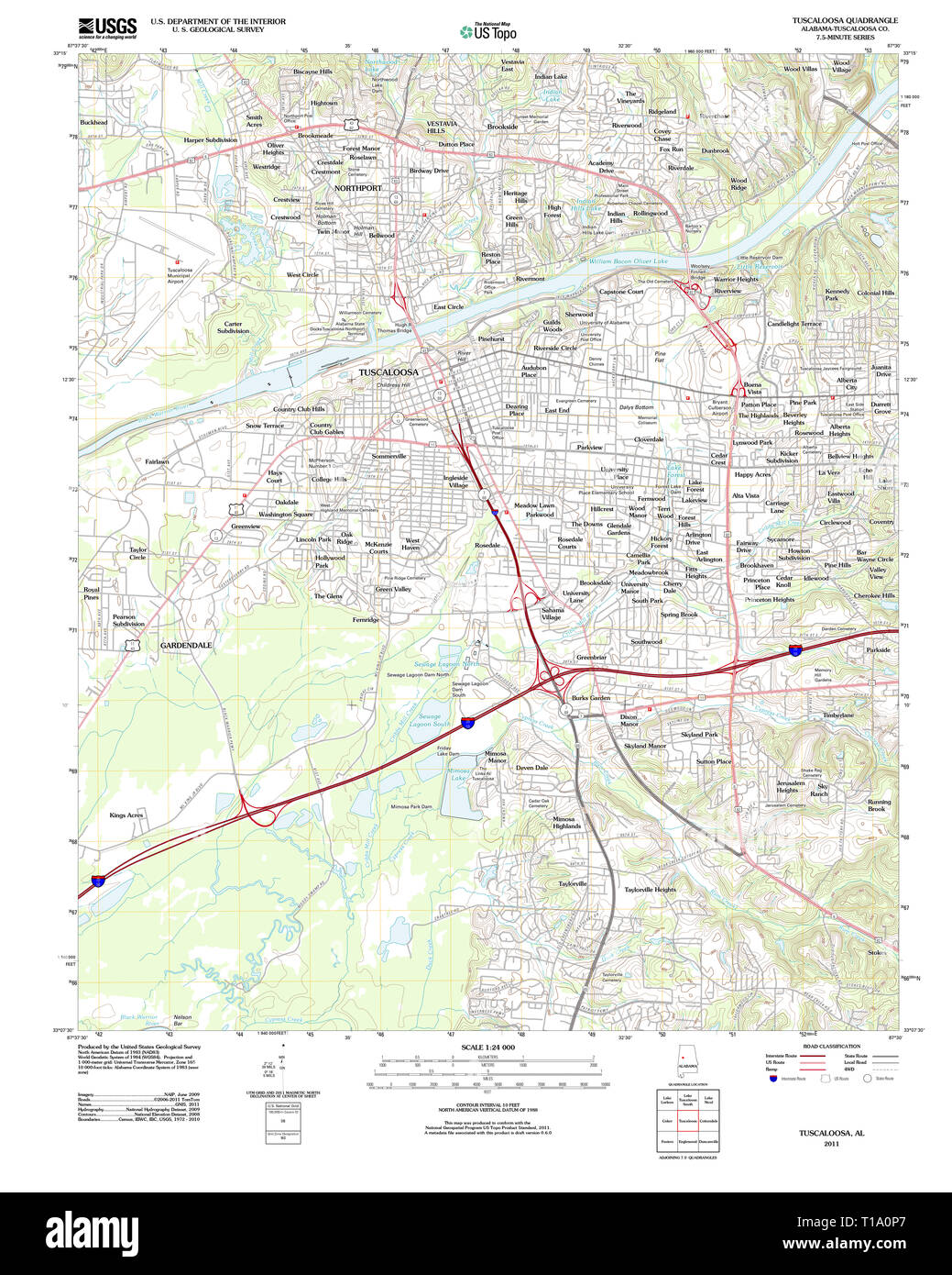 Tuscaloosa map hi-res stock photography and images - Alamy