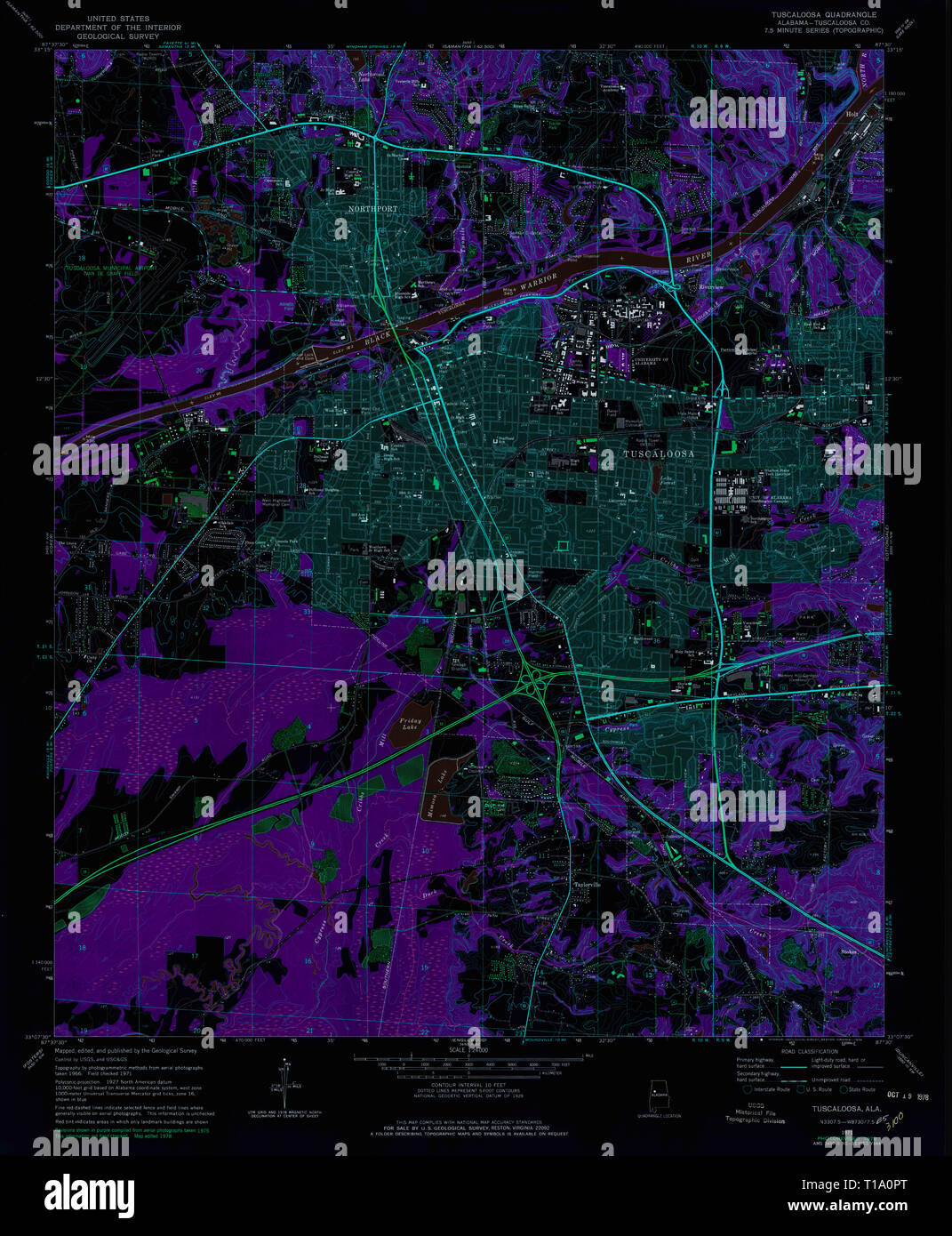 Tuscaloosa map hi-res stock photography and images - Alamy