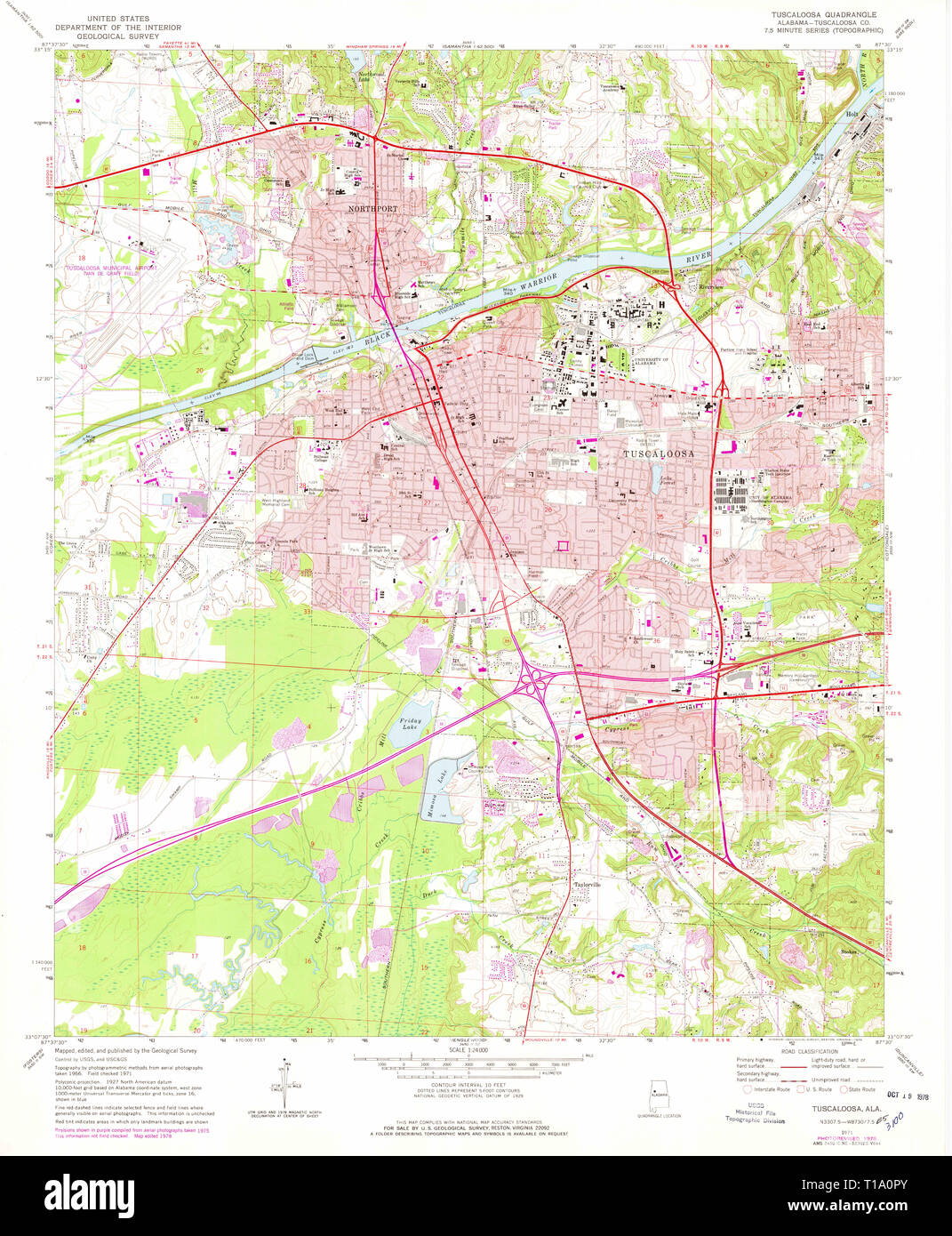 Tuscaloosa map hi-res stock photography and images - Alamy