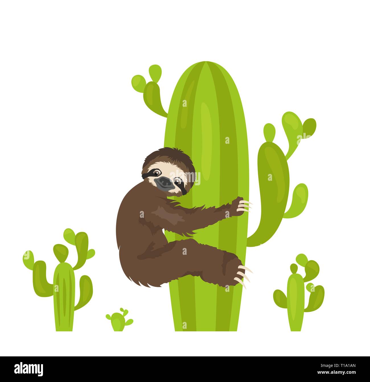 The story of one sloth. Outdoors. Funny cartoon sloths in different ...