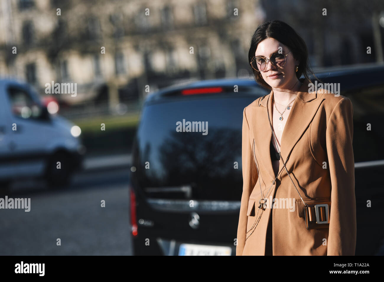 Paris, France -February 27, 2019: Street style outfit - Madelynn ...