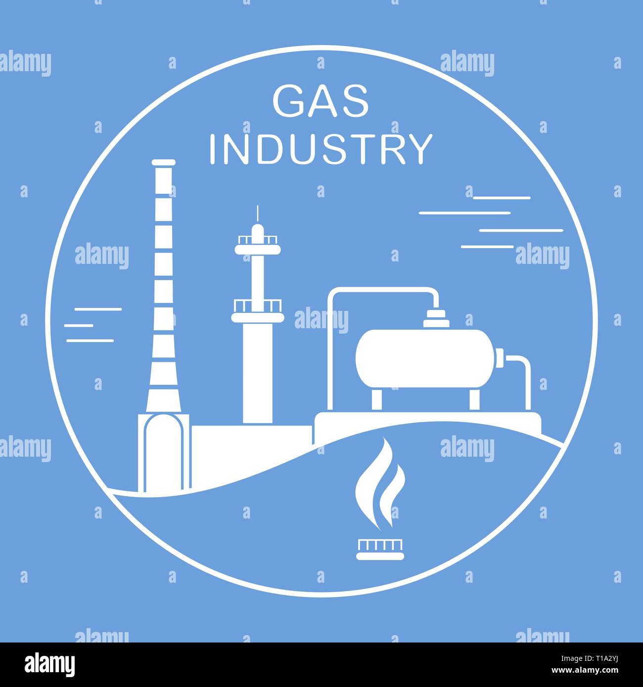 Vector illustration with equipment for gas production. Gas industry ...