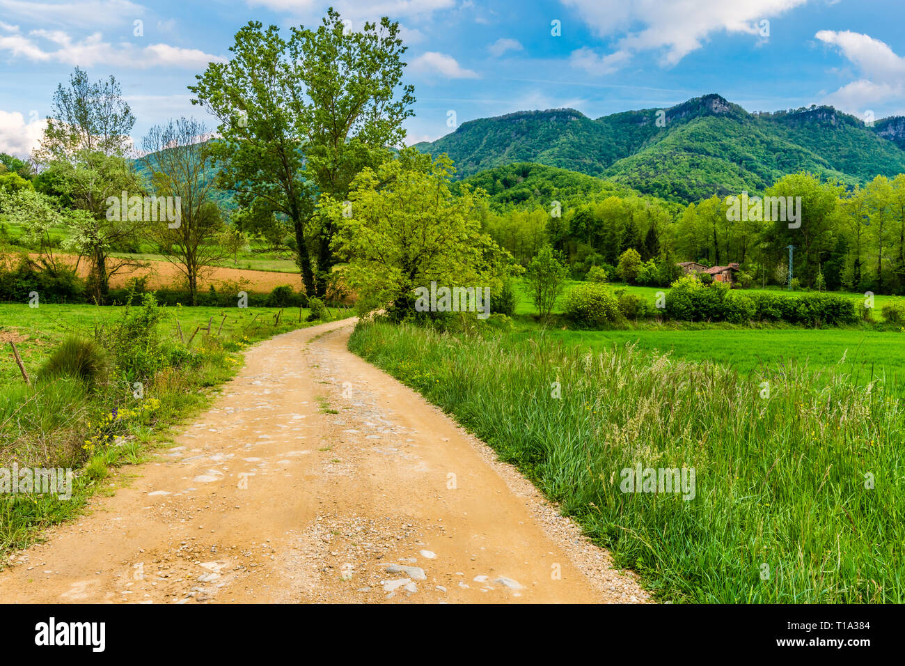 Hiking in the valley of the Garrotxa Natural Park of Volcanos ...