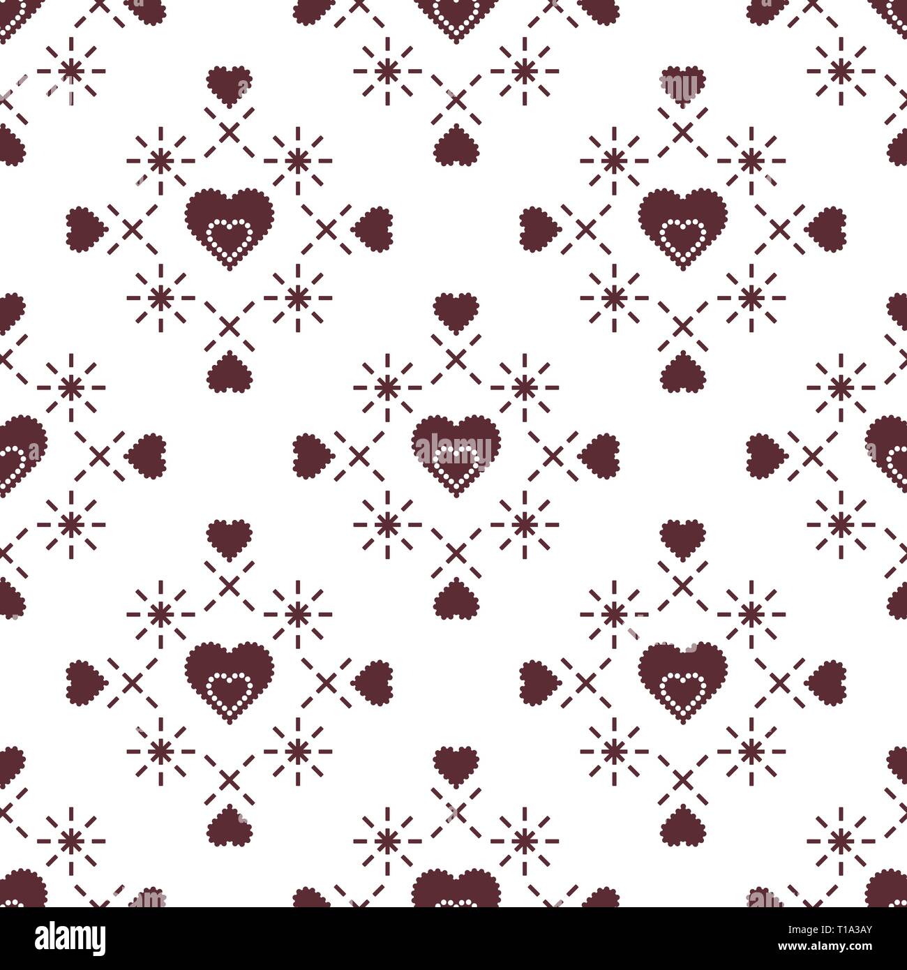 Cute seamless pattern with hearts. Happy Valentine's Day. Romantic ...
