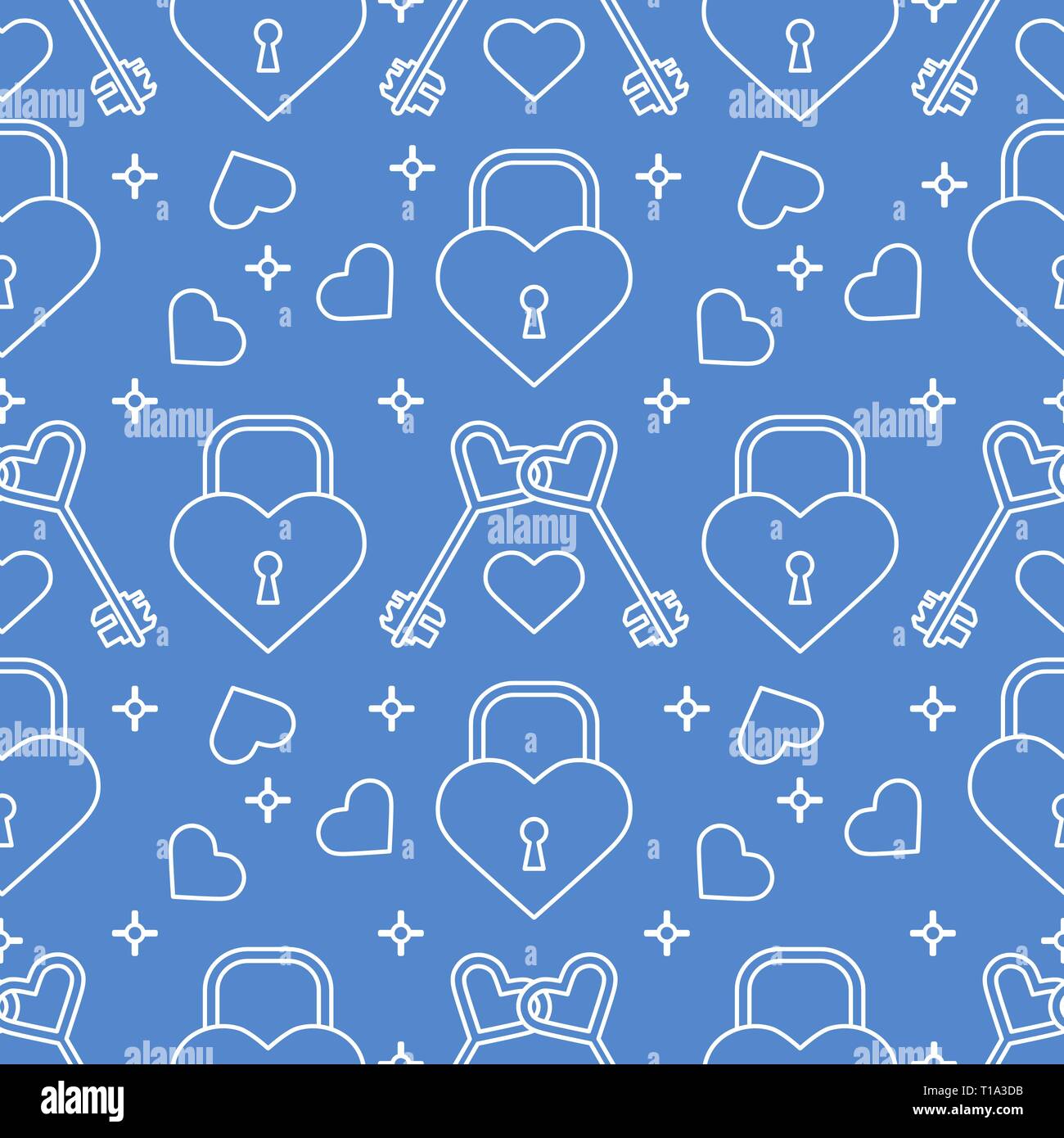 Seamless pattern with hearts, lock, keys in heart shape. Greeting card ...