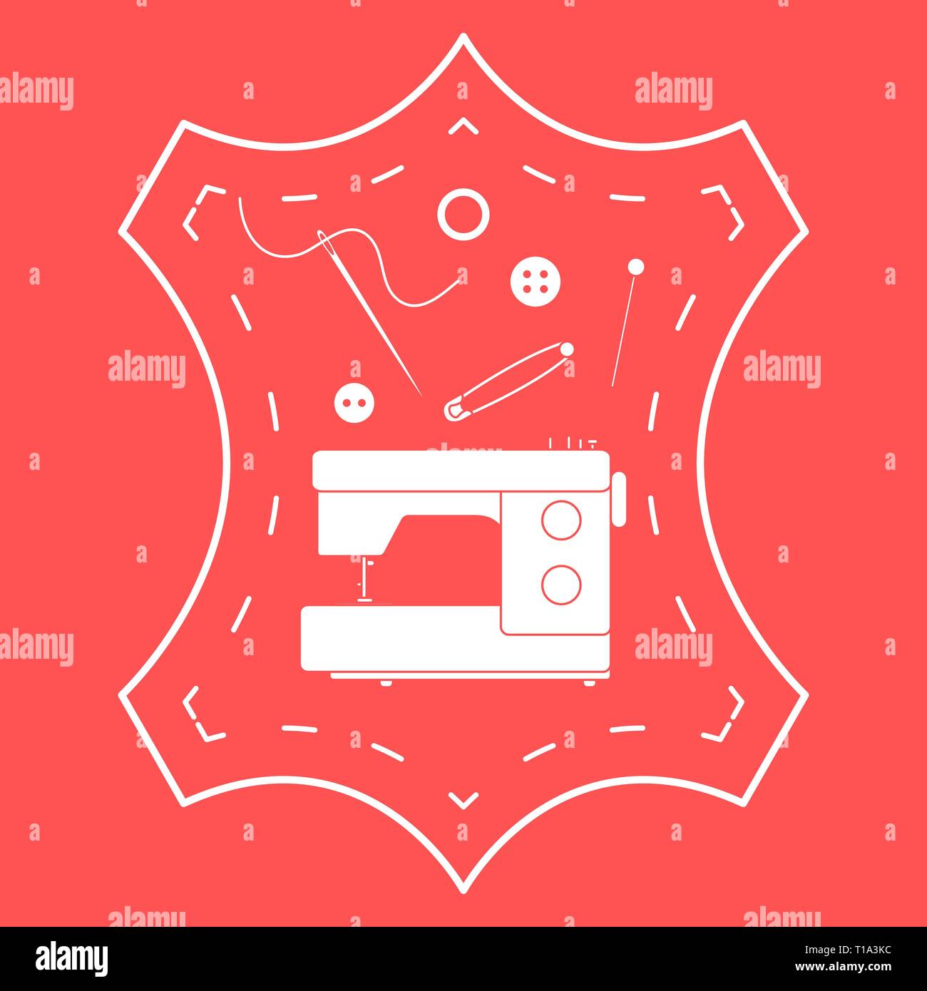 Vector illustration with tools and accessories for sewing. Button ...