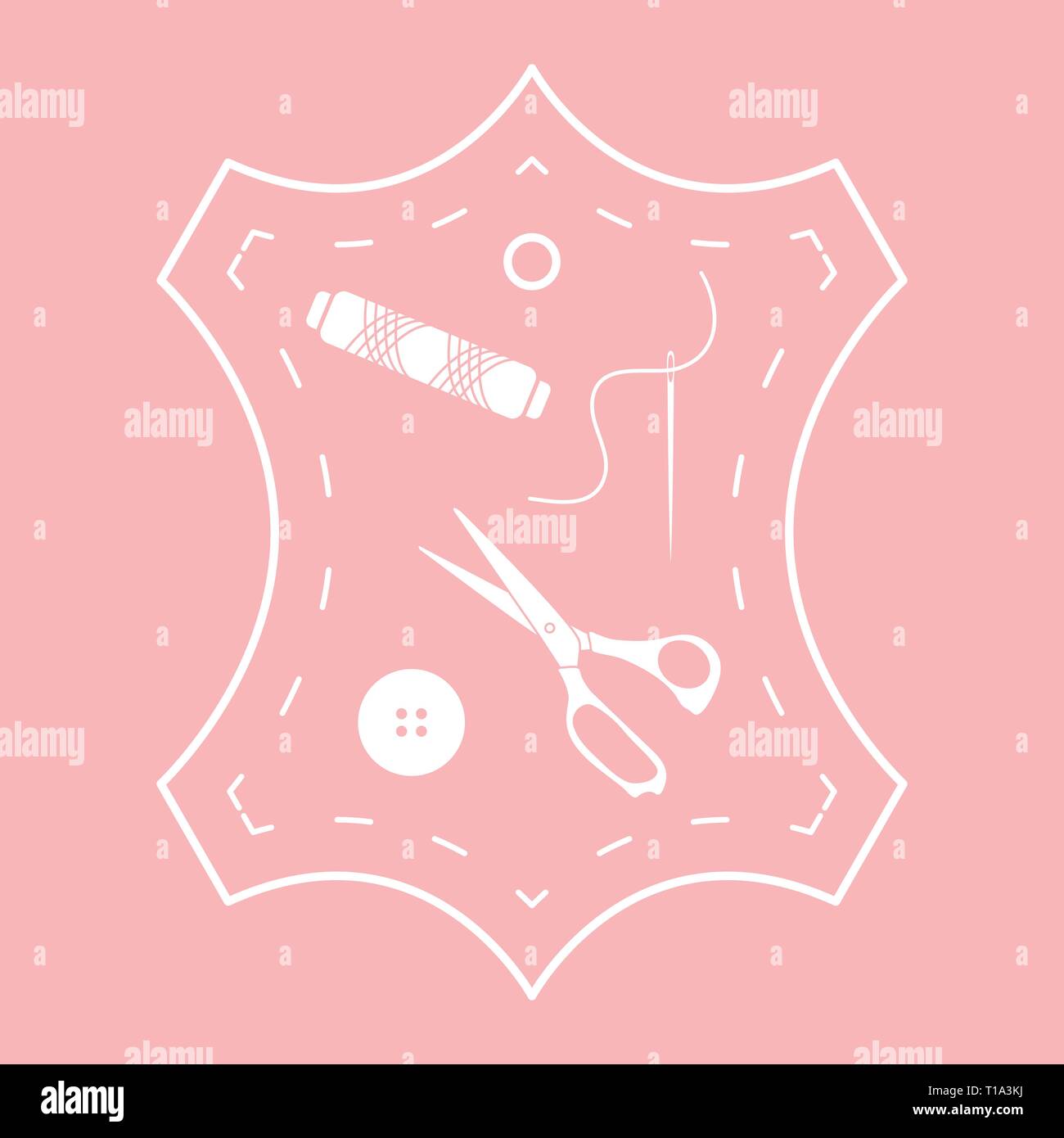 Vector illustration with tools and accessories for sewing. Button ...