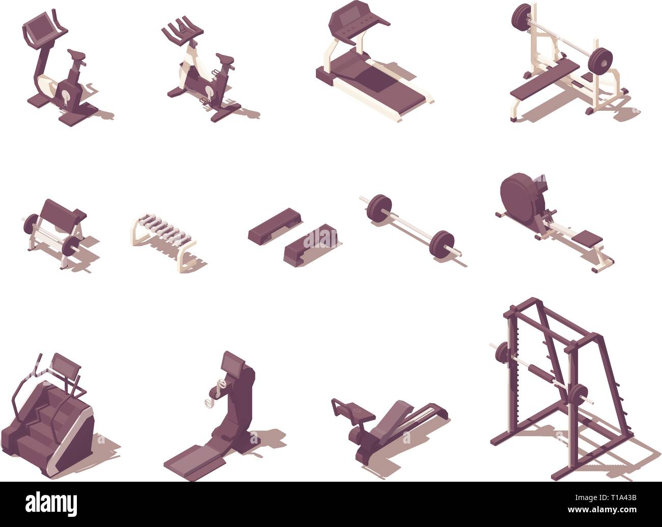 Vector isometric gym exercise machines set Stock Vector Image & Art - Alamy