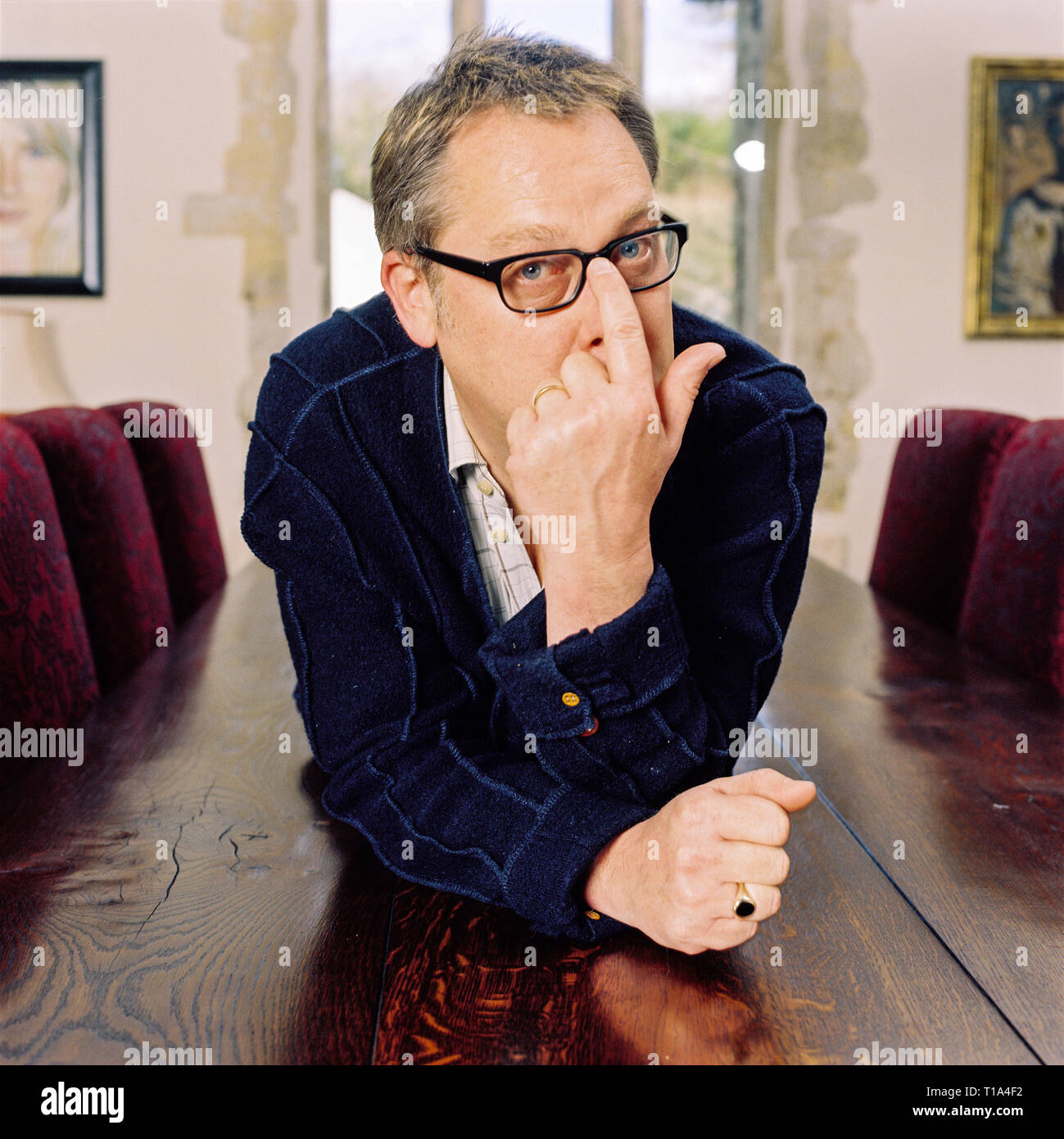 Portrait of comedian Vic Reeves photographed at home in March 2006 ...