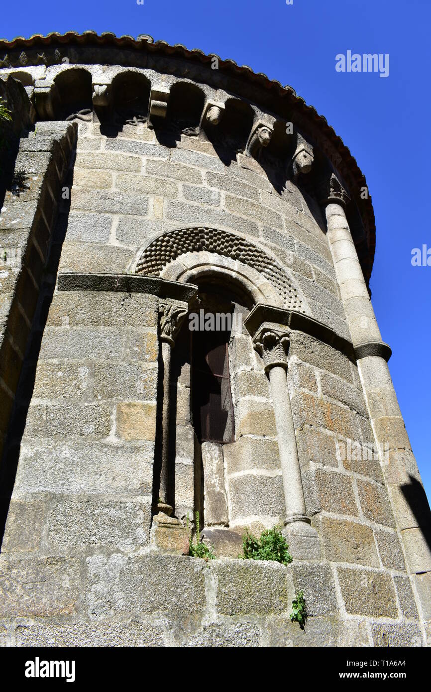 Romanesque style sample, arched window in apse. San Juan de Ribadavia ...