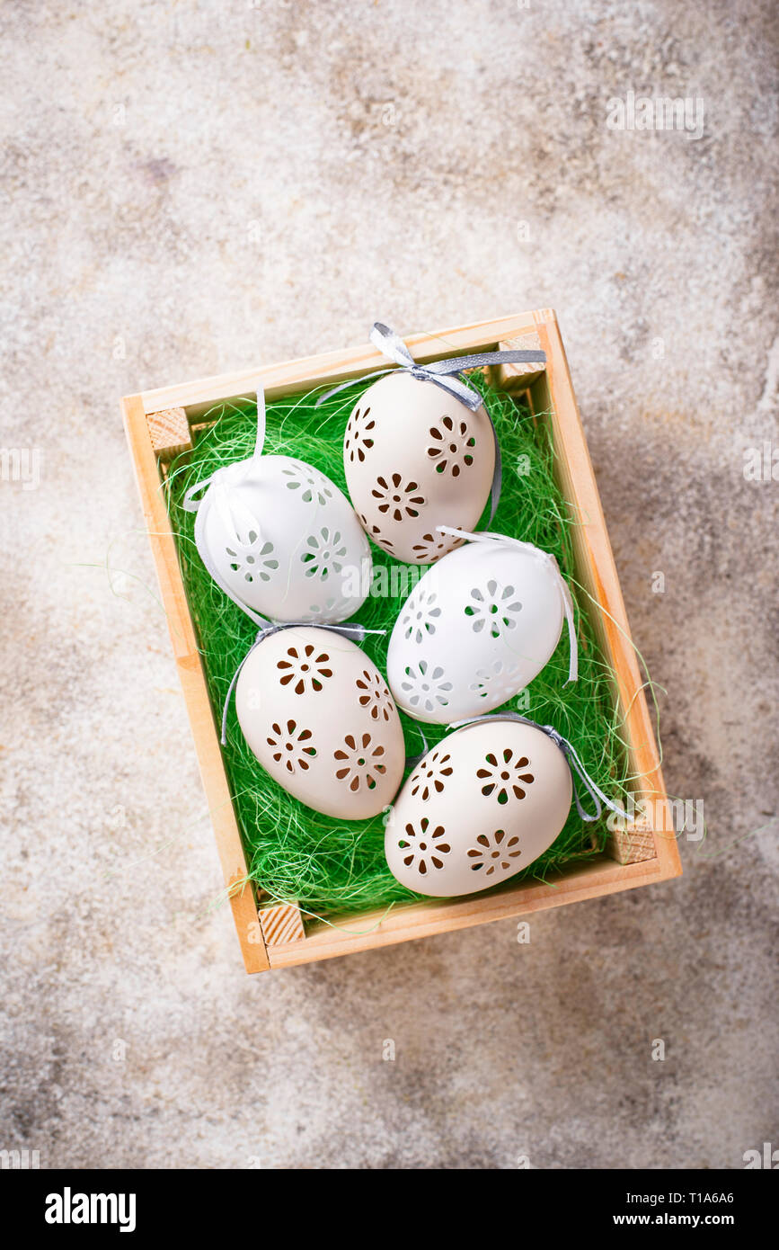 Easter background with decorative eggs Stock Photo - Alamy