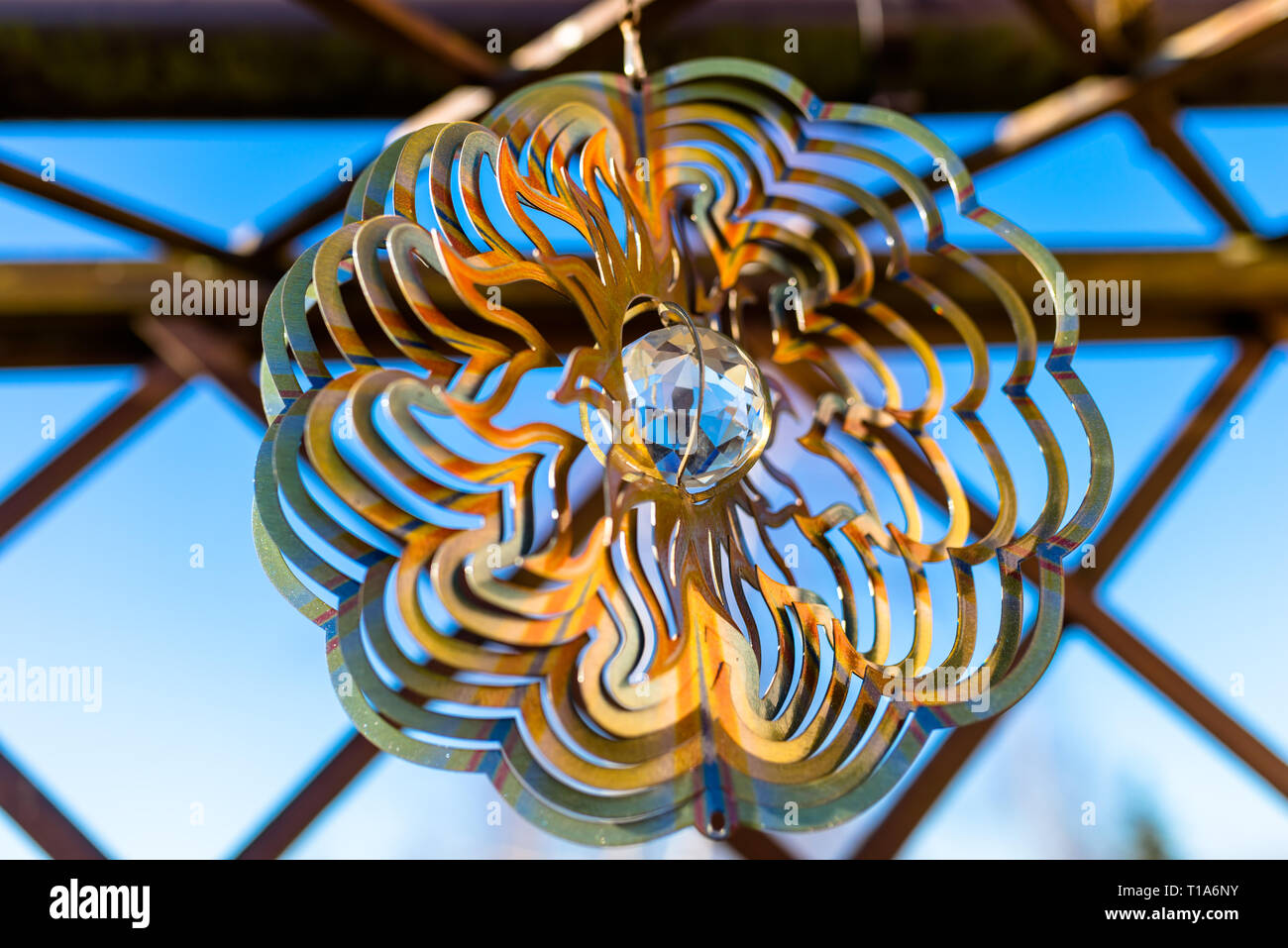 Decoration suspended on the porch, which moves under the influence of ...