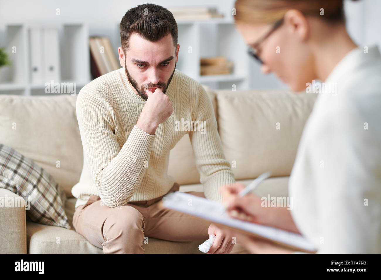 Patient of counselor Stock Photo - Alamy