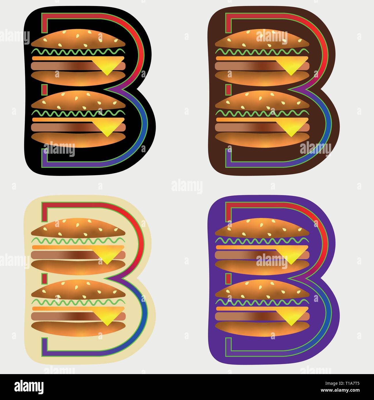 double burger in letter b typographic emblem Stock Vector Image & Art ...