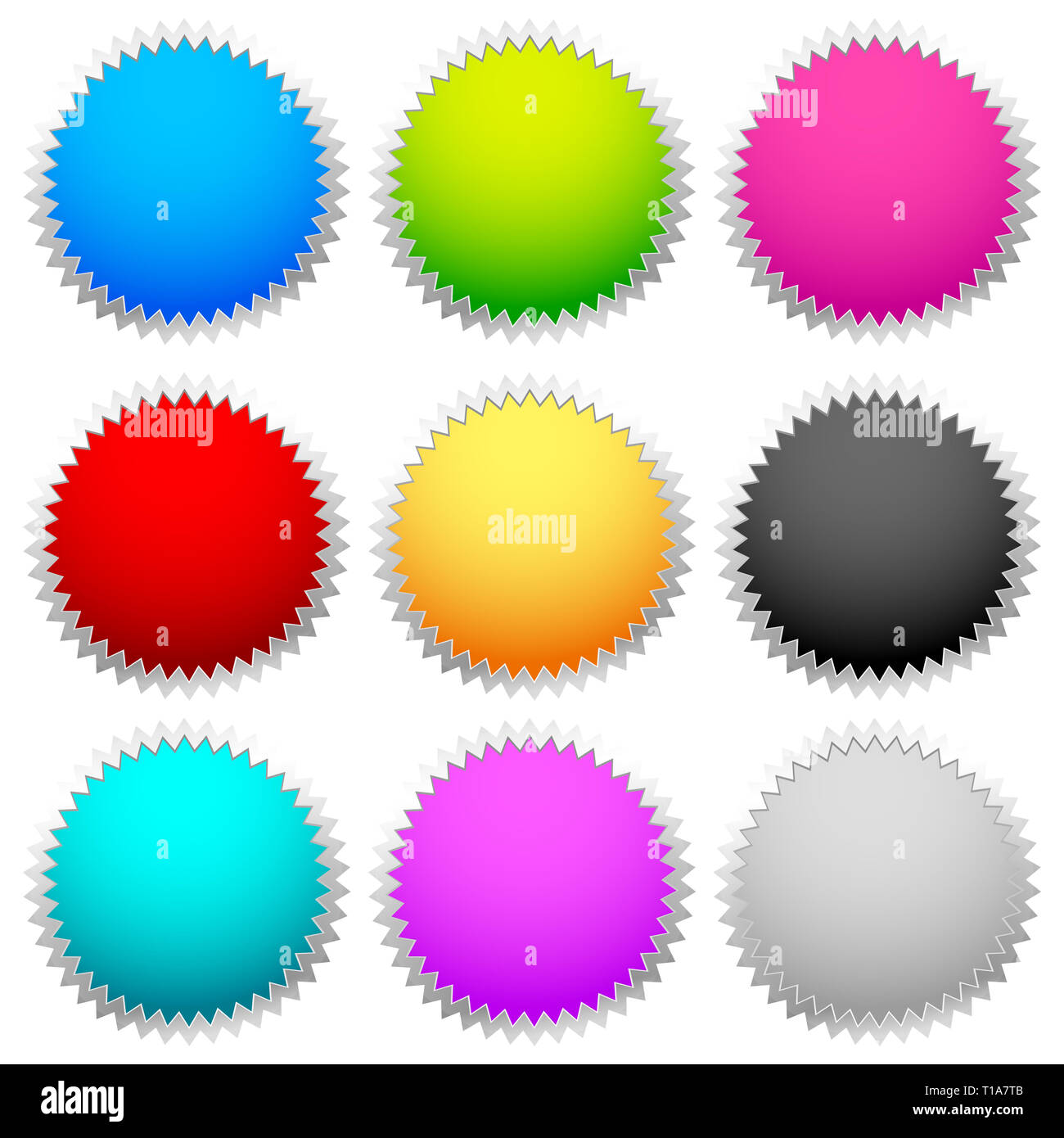 Starburst / flash shapes (in 9 color Stock Photo - Alamy