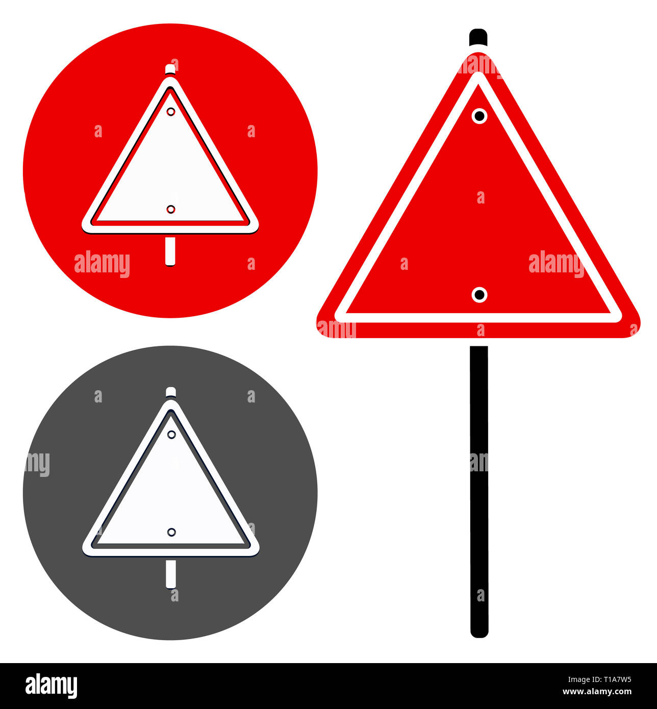 Blank trianglular road sign (stylized version Stock Photo - Alamy