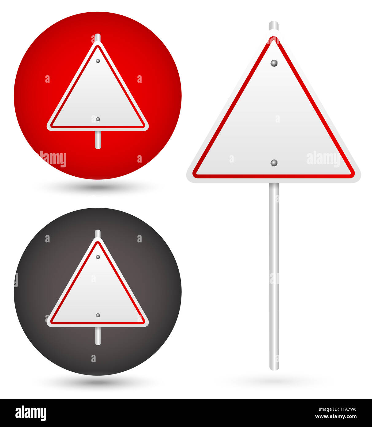 Blank trianglular road sign Stock Photo - Alamy