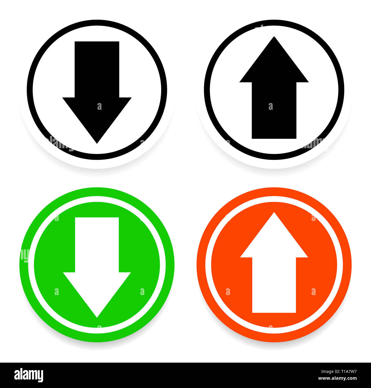 Two downward pointing arrows hi-res stock photography and images - Alamy