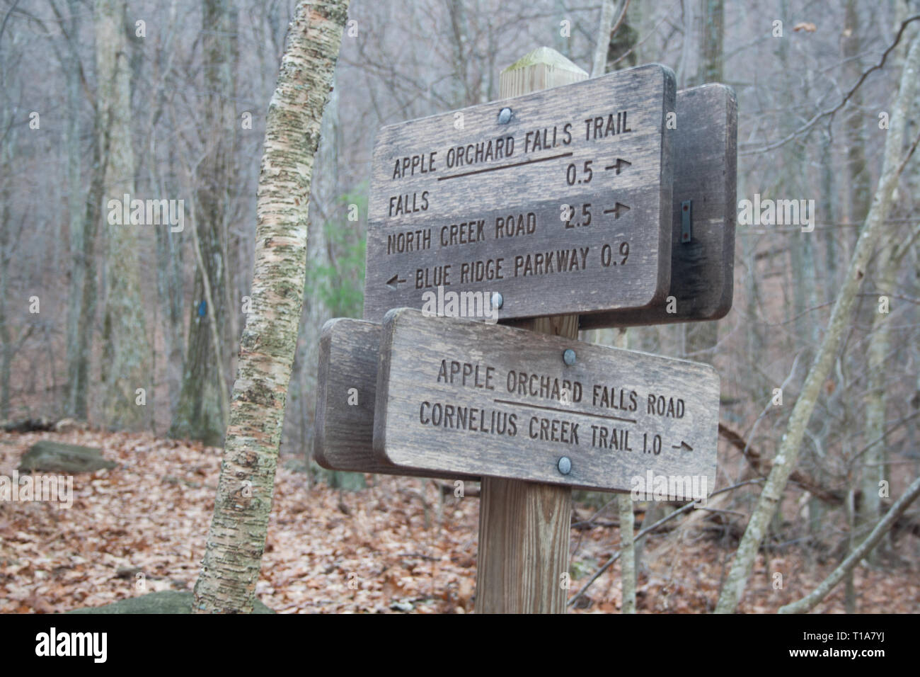 Blue Ridge Parkway Trail Signs, Virginia Stock Photo - Alamy