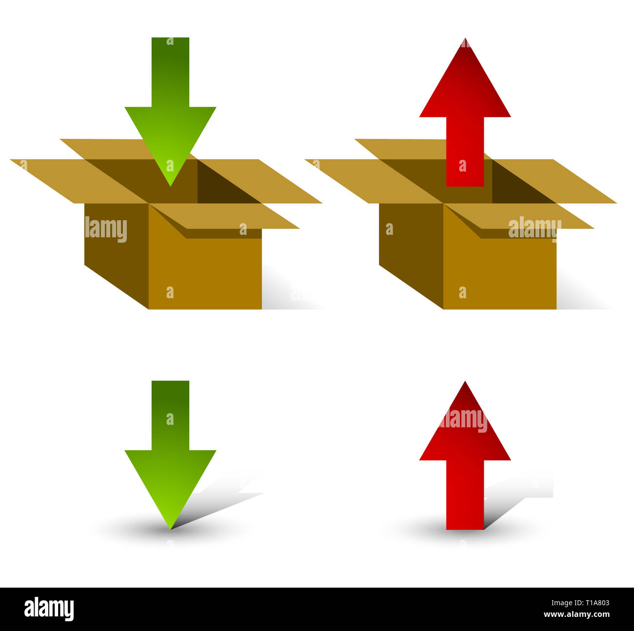 3d boxes with up and down arrows and Isolated arrows with own, unique ...