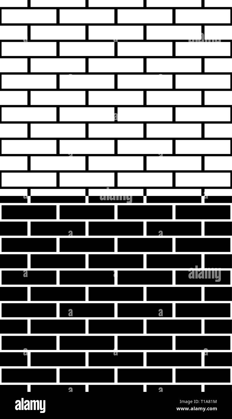 Set of black and white brick wall, brickwork patterns, textures. Easy ...