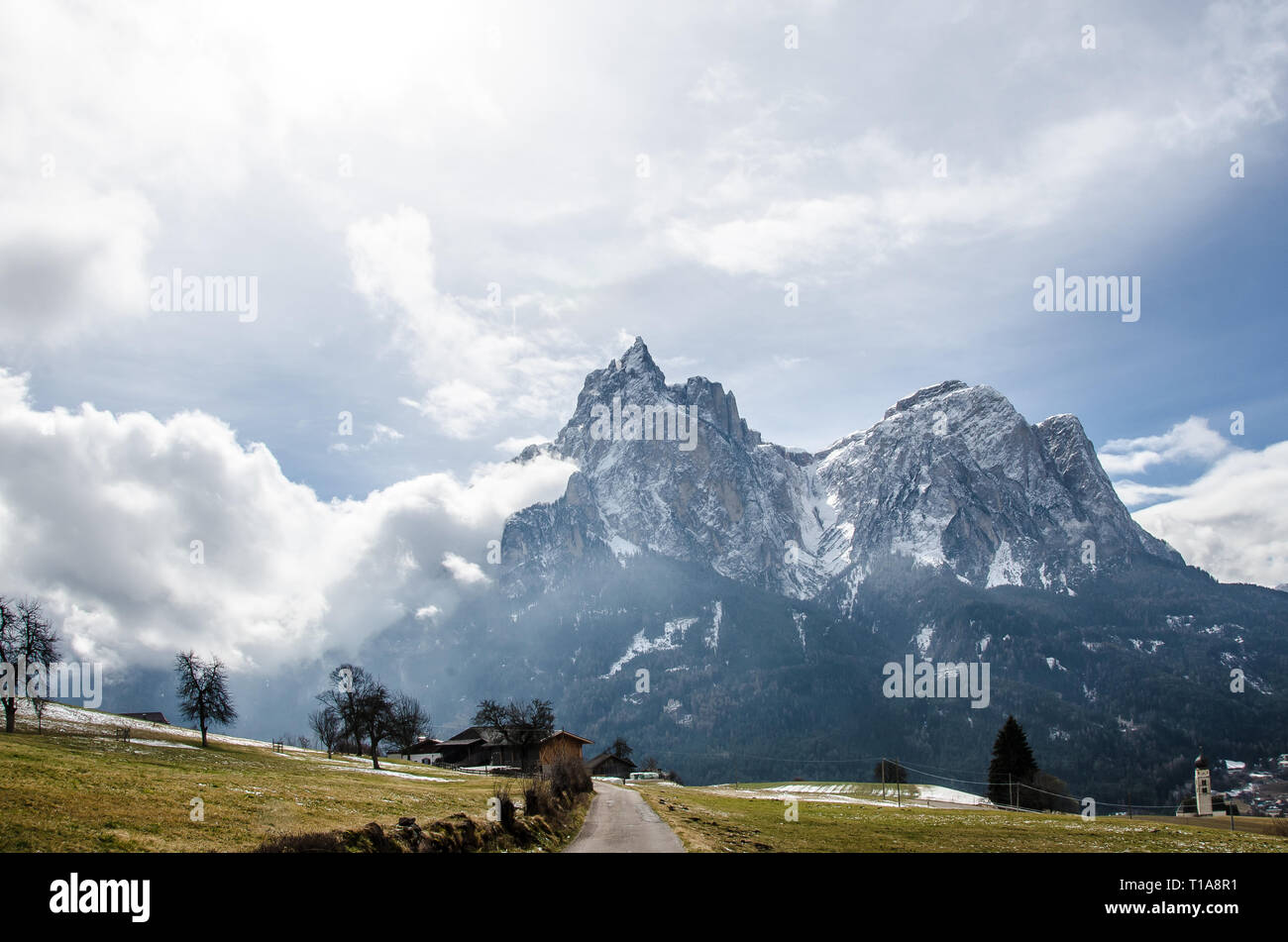 The Schlern is a mountain of the Dolomites. The peak at the north west ...