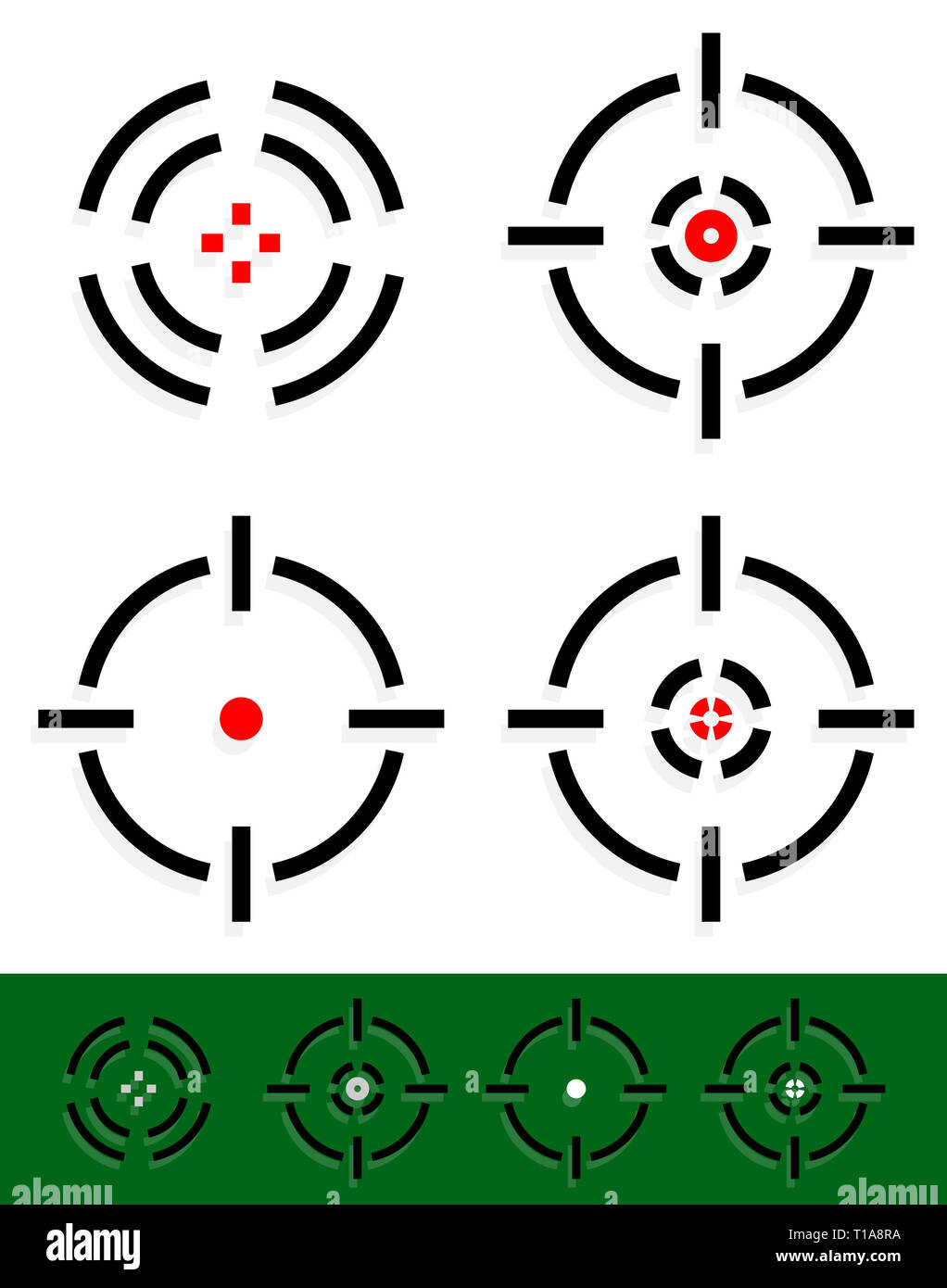Vector illustration of crosshair, reticle, target mark set. Four ...