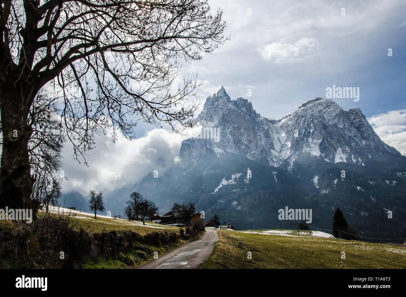 The Schlern is a mountain of the Dolomites. The peak at the north west ...