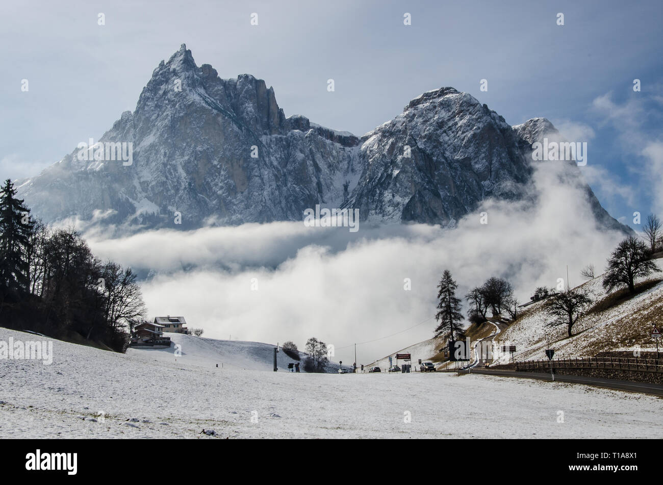 The Schlern is a mountain of the Dolomites. The peak at the north west ...
