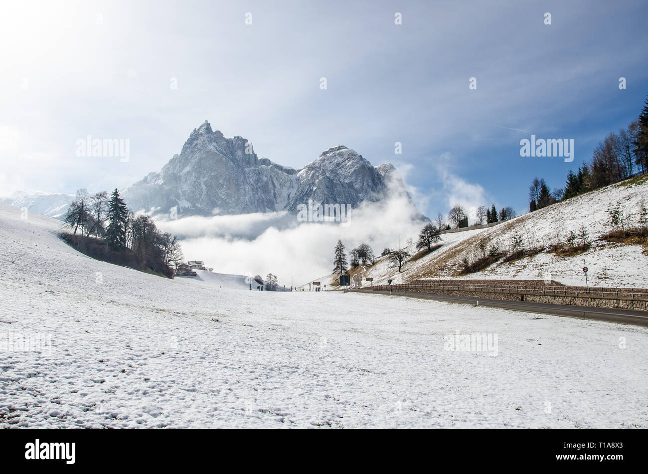 The Schlern is a mountain of the Dolomites. The peak at the north west ...