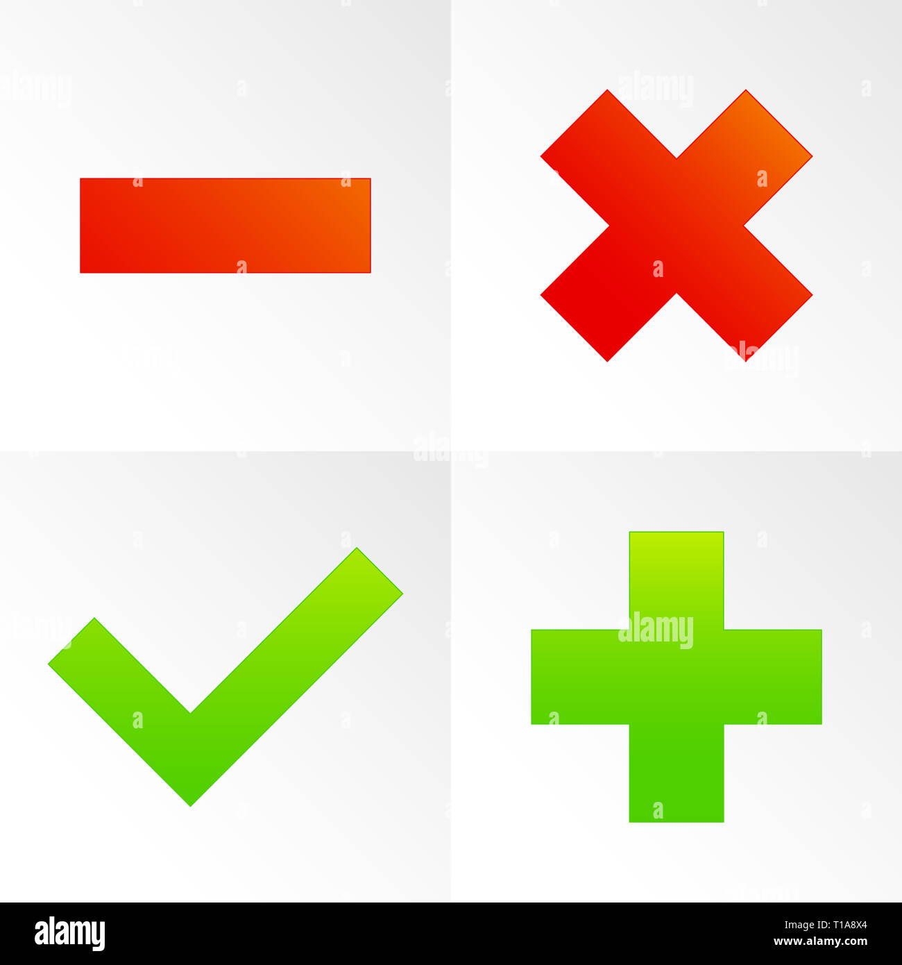 Check mark, cross, plus, minus sign set. vector Stock Photo - Alamy Check mark, cross, plus, minus sign set. vector Stock Photo - Alamy