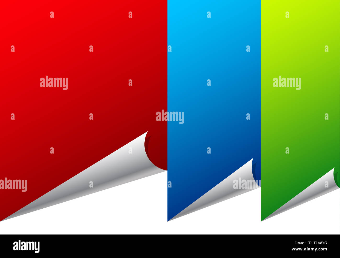 Adhesive vertical banners with peel effect. Peel off, peeling edges ...