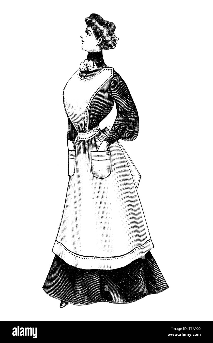 Woman with apron - Vintage Illustration 1905 Stock Photo - Alamy