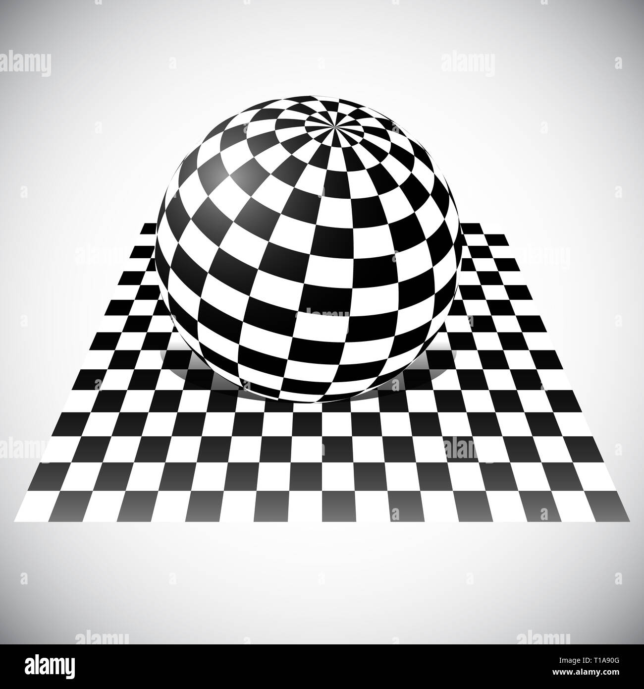 Checkered Sphere on Checkered Plane. 3D Abstract Vector Stock Photo - Alamy