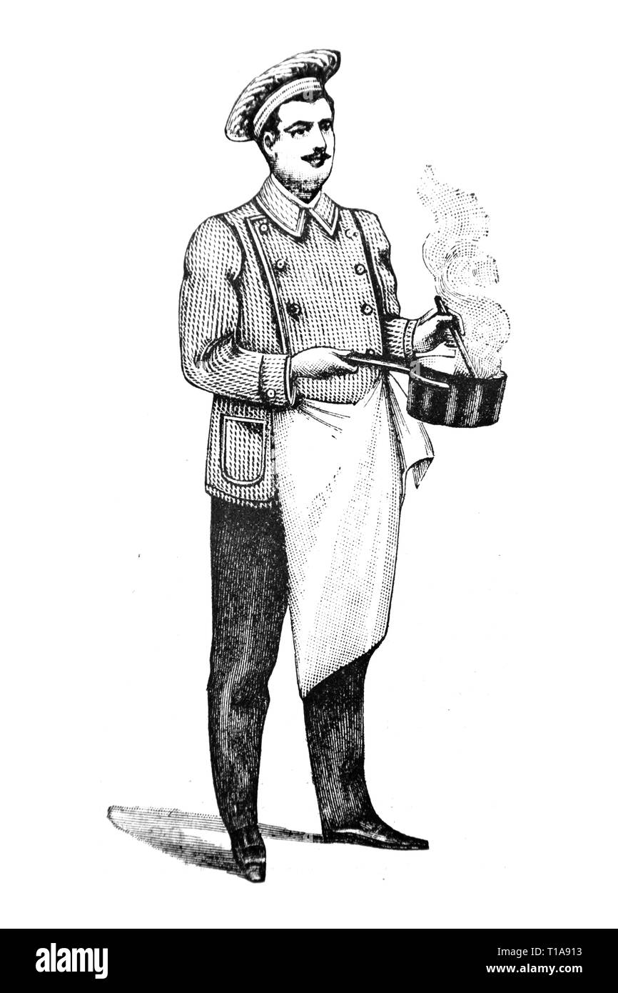 Chef's clothing - Vintage Illustration 1905 Stock Photo - Alamy