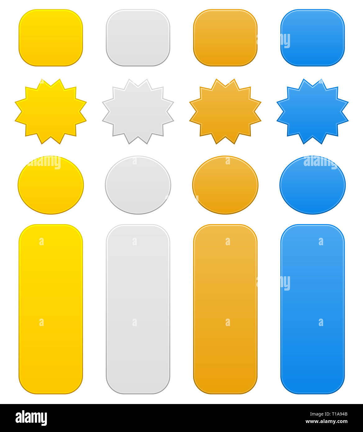 Different shapes in gold, silver, bronze and an additional blue color ...