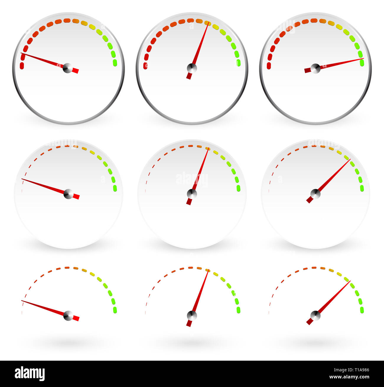 Different dials with red needles Stock Photo - Alamy