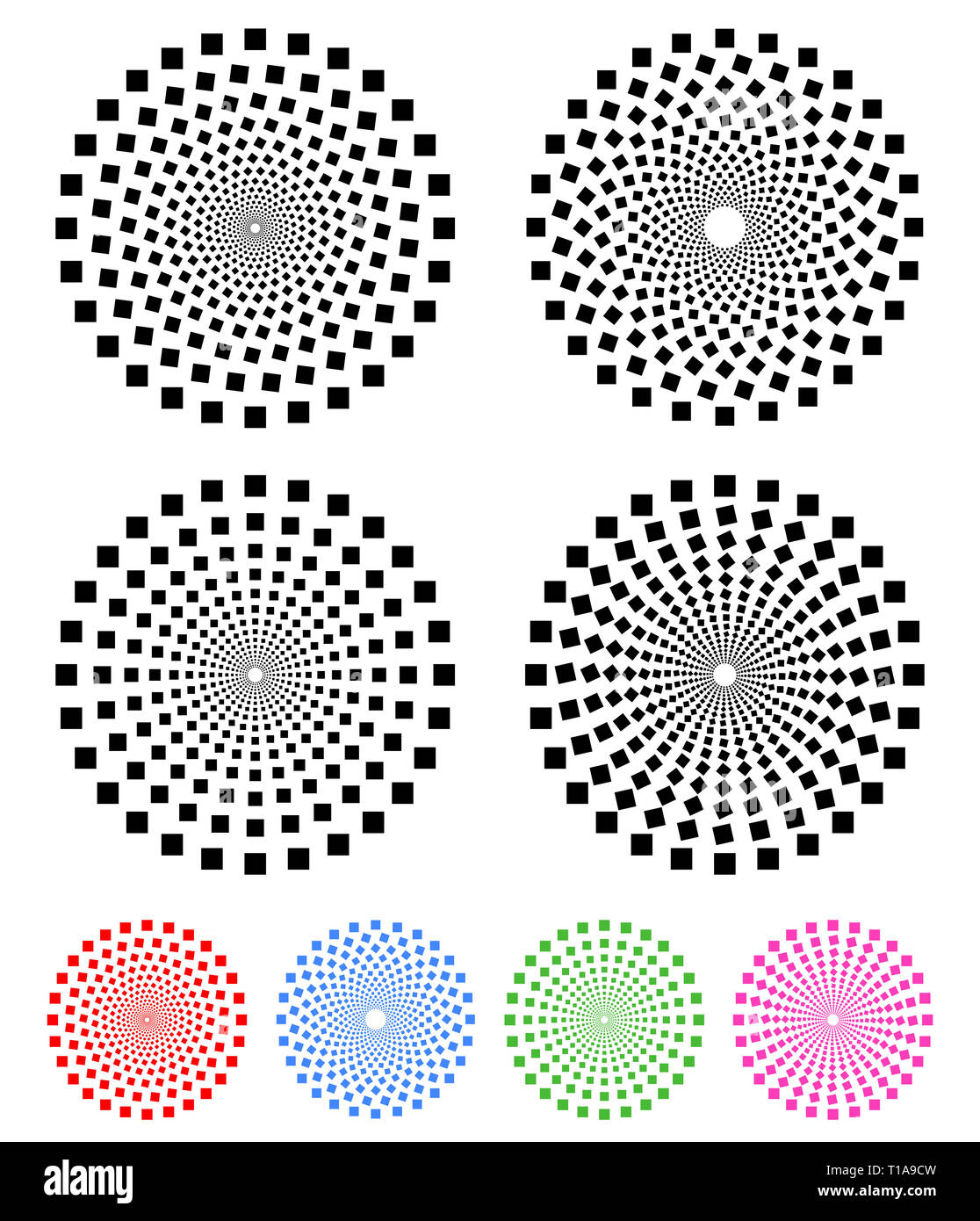 Concentric compositions of squares. Colored and uncolored versions ...