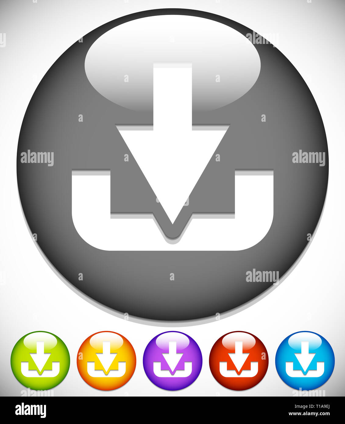 Download button or icon with arrow pointing to a hard drive.. Eps 10 ...