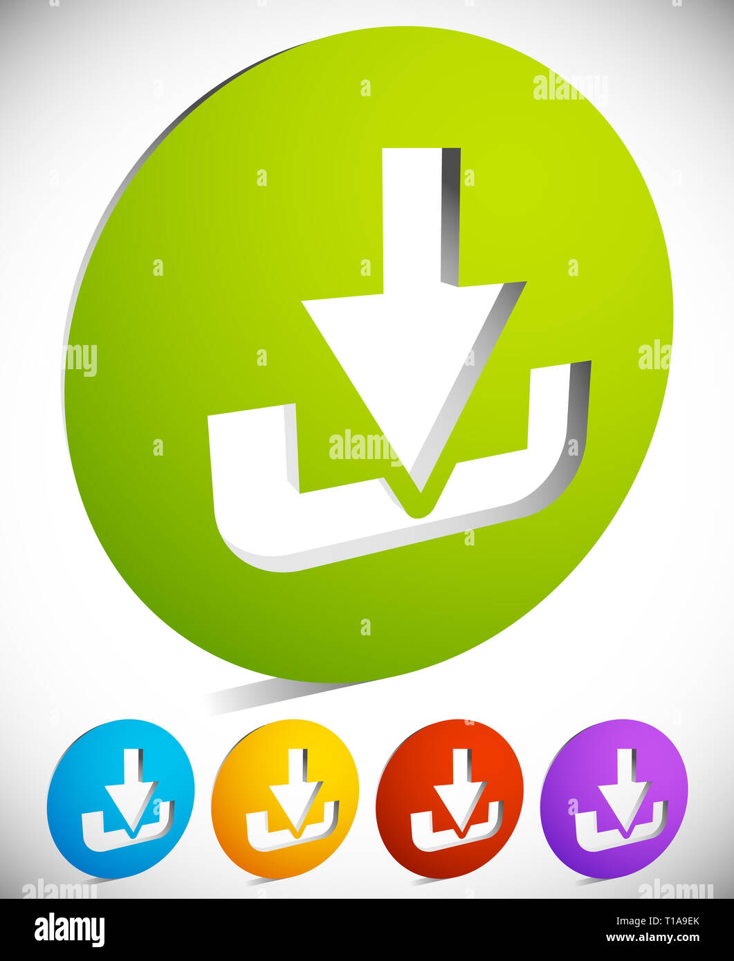 Download button or icon with arrow pointing to a hard drive.. Eps 10 ...